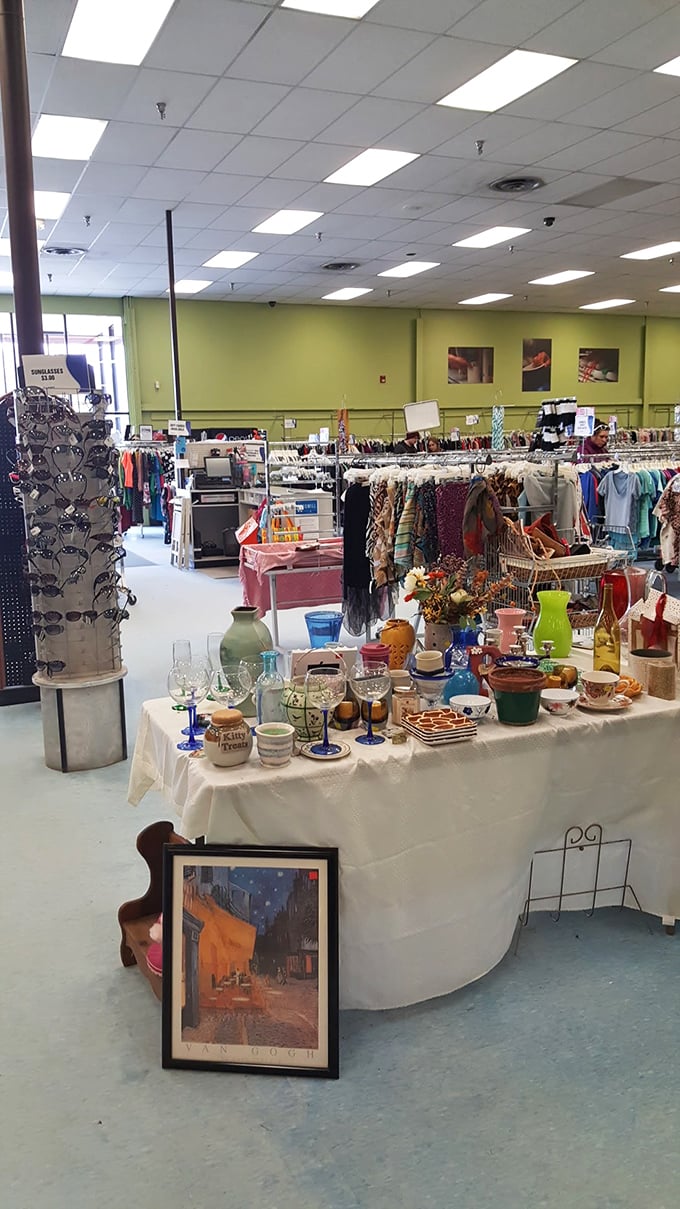 A delightful still life! You never know what fabulous vintage glassware or art prints you'll uncover on these tables.