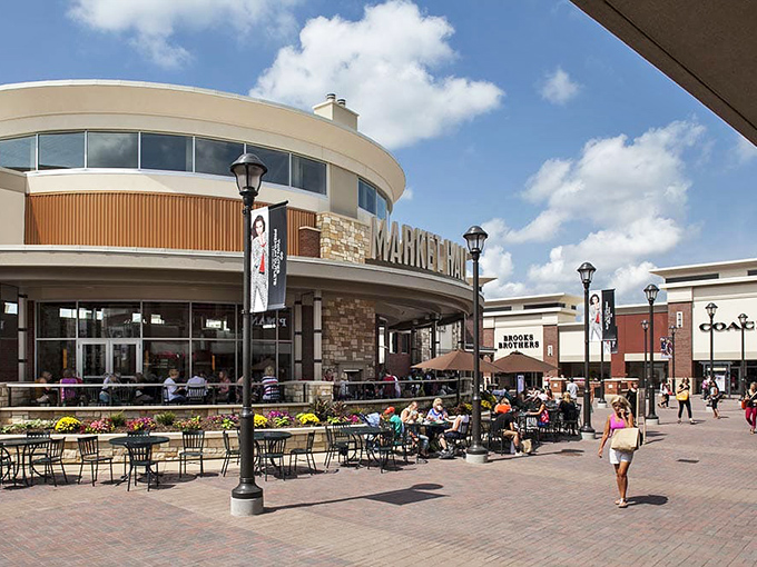 Market Hall's curved architecture and outdoor seating area offer a civilized respite when your shopping stamina begins to waver.