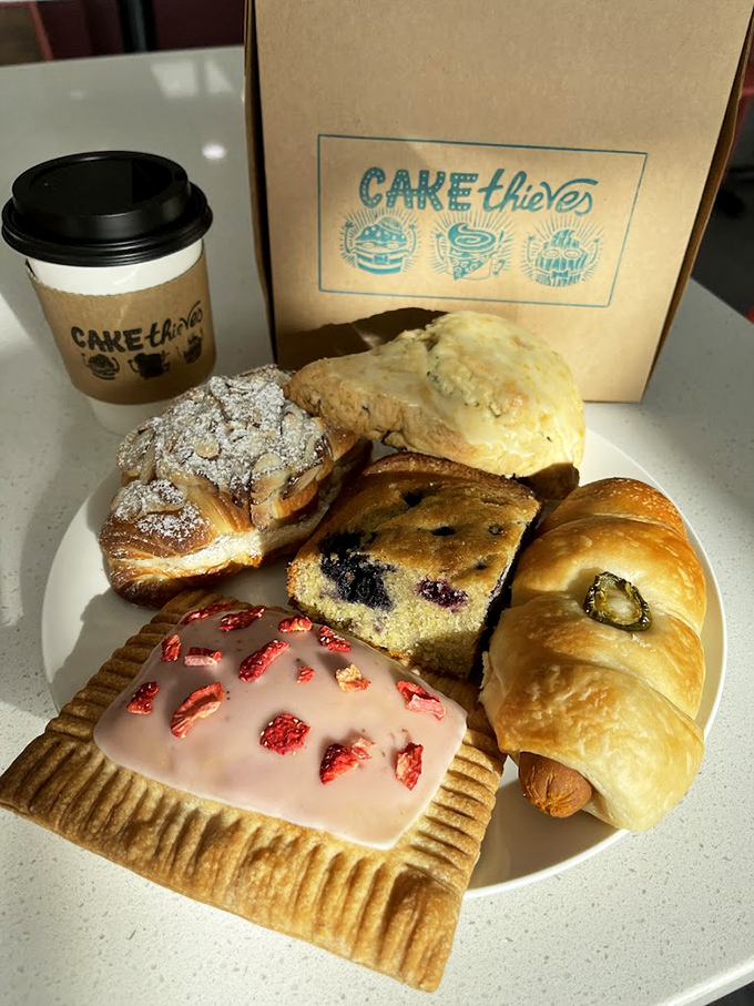 Pastry heaven on a plate! From flaky croissants to berry-topped pop tarts, this spread is what breakfast dreams are made of.