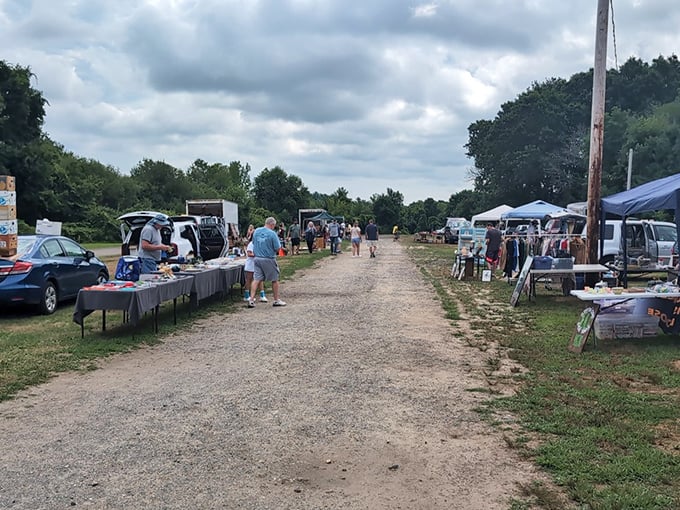 This unassuming dirt path is actually a yellow brick road for collectors—each step potentially leading to that perfect vintage find.