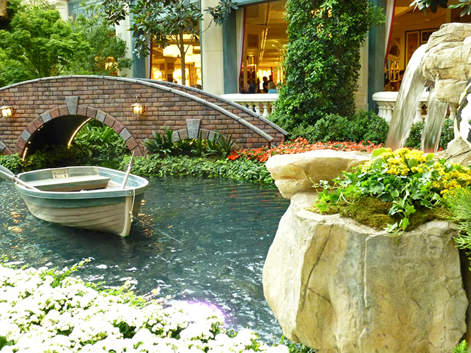 Serenity floats by boat across this tranquil pond&mdash;a welcome respite from the sensory overload of slot machines nearby.