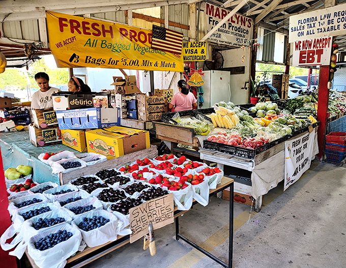 Nature's candy store! These blueberries and strawberries didn't travel across continents to meet you&mdash;they're Florida fresh.