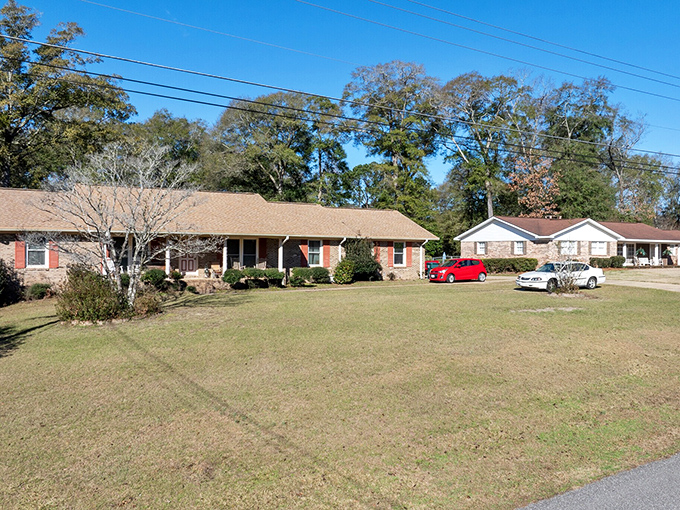Residential neighborhoods showcase the everyday side of Eufaula life, where ranch-style homes and manicured lawns create community.