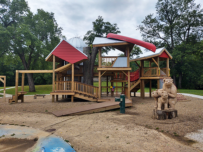 Not just any playground&mdash;this wooden wonderland invites kids to imagine adventures while parents reminisce about simpler childhoods.