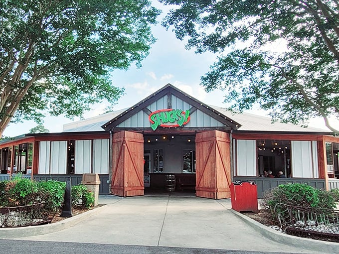 Shuck's rustic barn doors swing open to reveal a seafood haven where oysters are fresher than the morning gossip at the local barbershop.