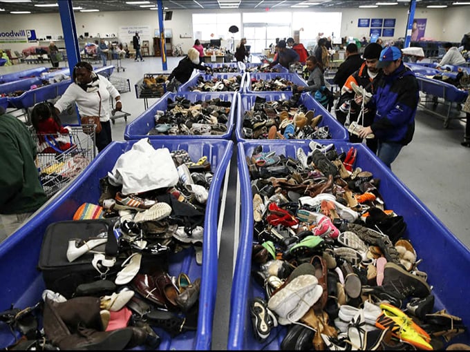 Footwear heaven! One person's castoffs become another's fashion statement in these overflowing shoe bins where patience yields the perfect pair.