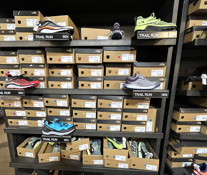 Shoe paradise at its finest&mdash;where trail runners with 60% off tags transform from "maybe someday" to "why not today?"
