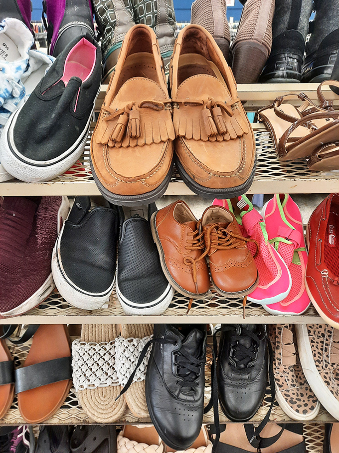 Footwear fantasies come true in these aisles. That perfect pair of barely-worn loafers might just be waiting for your feet.