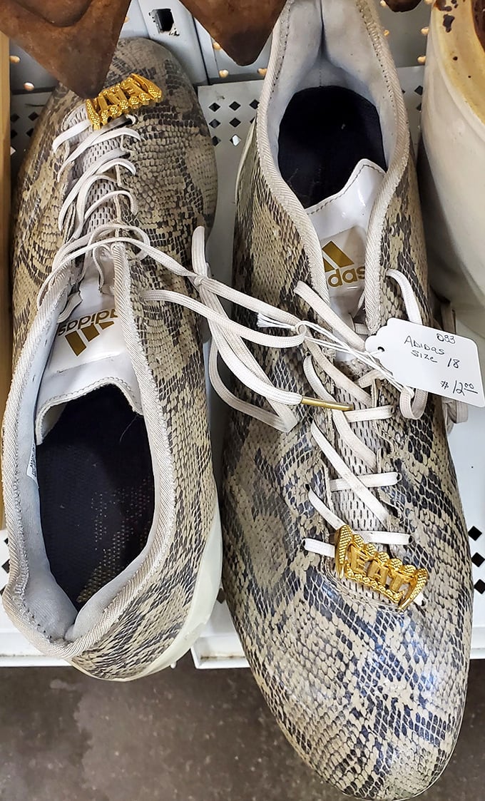 Snake-patterned Adidas cleats that scream "fashion touchdown!" Someone's about to score these conversation-starting kicks for a fraction of their original price.