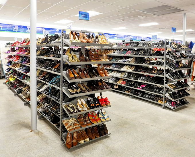 The shoe section: where Cinderella would shop if her fairy godmother was on a budget but still had impeccable taste.