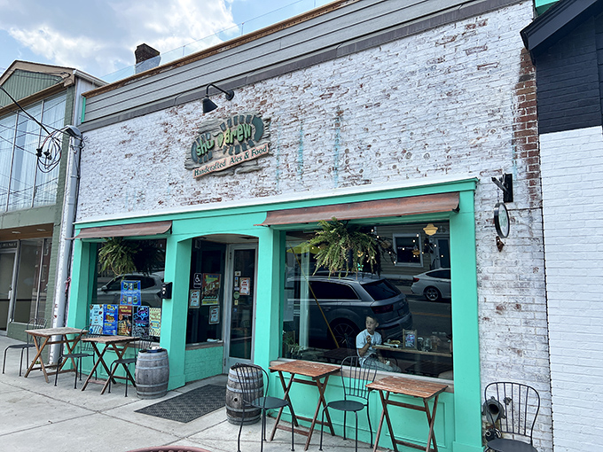 ShuBrew's mint-green facade isn't just Instagram-worthy&mdash;it's a beacon for craft beer enthusiasts and comfort food seekers. Those sidewalk tables? Prime retirement real estate.
