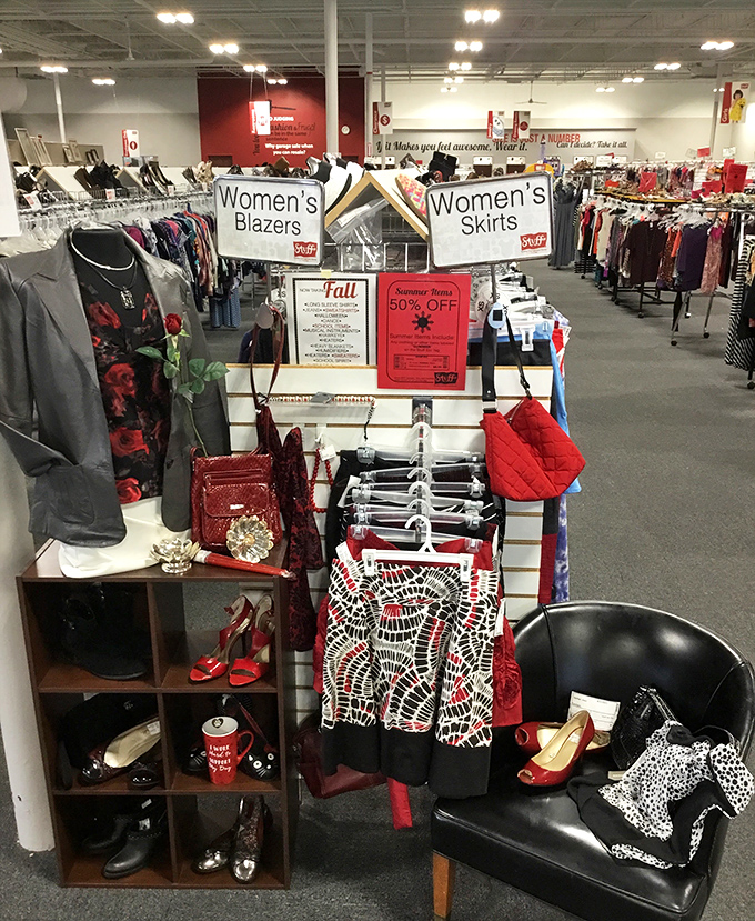 Women's fashion organized so meticulously you'd think Marie Kondo moonlights here between Netflix seasons.