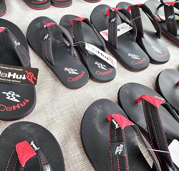 Flip-flop heaven where locals know quality matters. These aren't your mainland drugstore slippers&mdash;these are serious footwear commitments for serious island living.