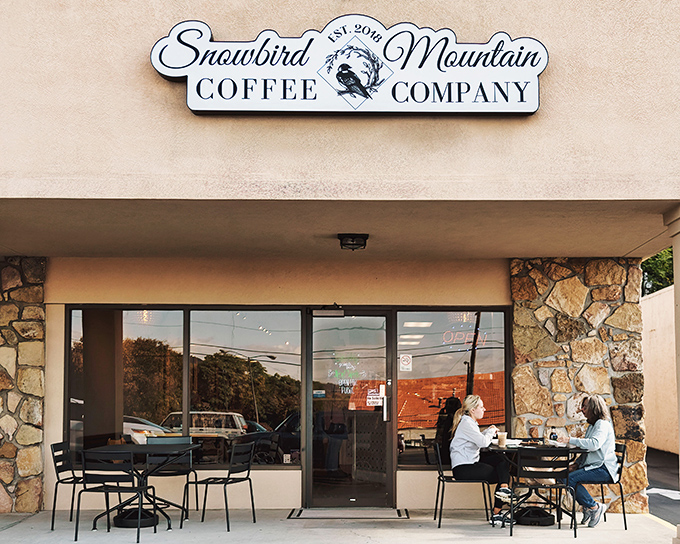 At Snowbird Mountain Coffee Company, locals exchange town gossip over expertly crafted brews, proving good coffee doesn't require big city prices or attitudes.