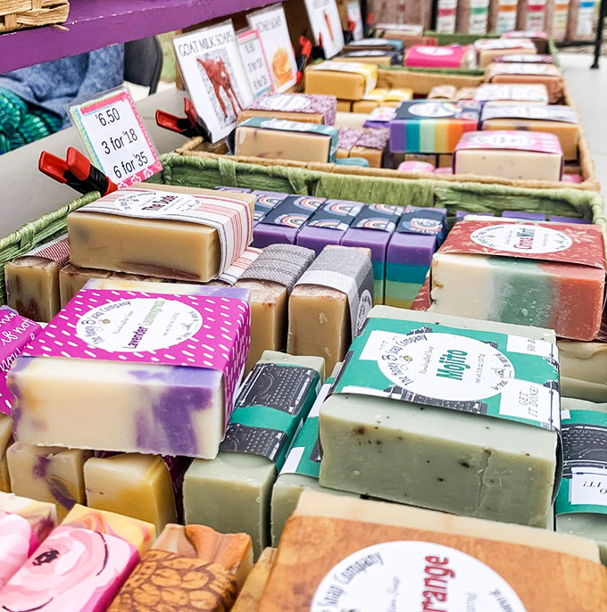 A soap lover's dream come true! These colorful handcrafted bars promise to make your morning shower feel like a spa retreat in the prairie.