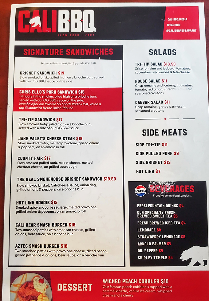 This menu reads like barbecue poetry &ndash; each sandwich a verse, each side dish a stanza in an epic meat-lover's sonnet.
