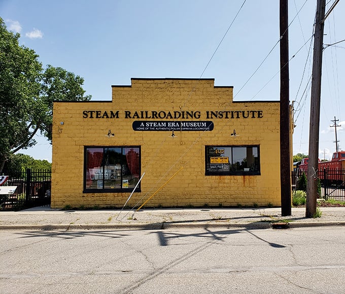The Steam Railroading Institute's sunny yellow building houses dreams of the golden age of rail travel.