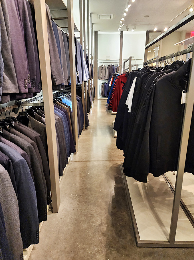 The menswear section offers sartorial salvation for guys who hate shopping but love looking good. Discounted designer suits that whisper "promotion material."