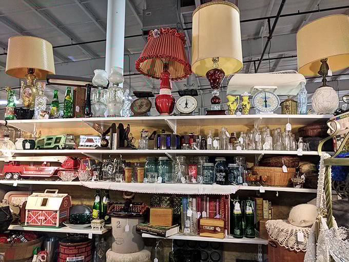 A lamp collector's dream or your grandmother's living room? These vintage shades and bases await their second act in someone's home.