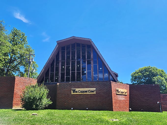 The Copper Court's distinctive A-frame design proves that in small-town Illinois, architectural ambition didn't stop at the city limits.