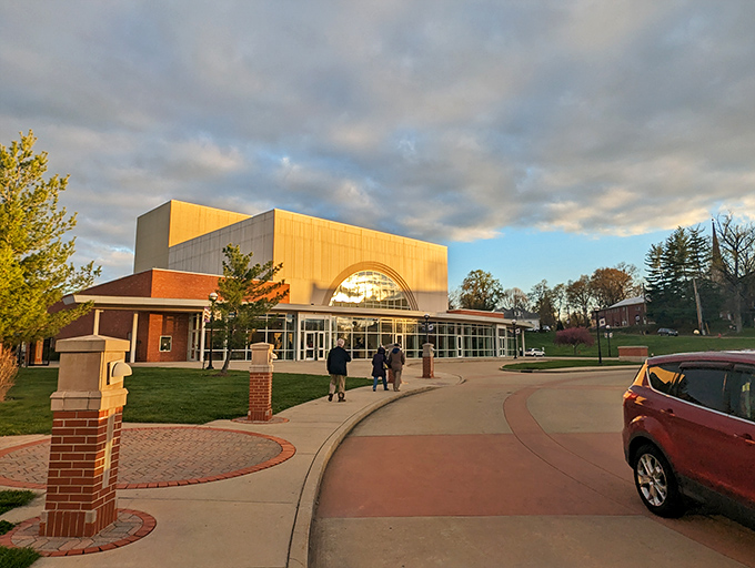 McKendree University's Hettenhausen Center for the Arts stands as a modern architectural gem amid historic surroundings. Like finding an iPhone in your grandmother's hope chest.