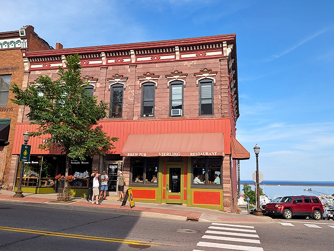 The Vierling's colorful facade promises what every retiree treasures: good food with a side of "look at that view!"
