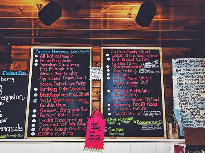 The chalkboard menu reads like a dessert lover's bucket list&mdash;each flavor promising its own unique path to happiness.