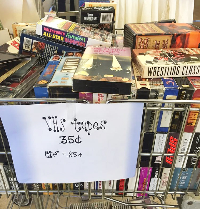 VHS tapes at 35 cents? That's not just a bargain—it's practically a museum admission to the golden age of home entertainment.