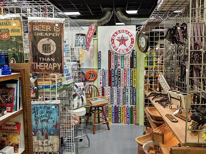 "Beer is cheaper than therapy" &ndash; vintage signs that speak universal truths while doubling as the perfect conversation starter for your home bar.