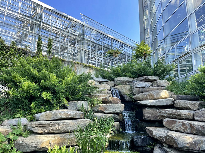Nature meets engineering in this peaceful waterfall display. Even the rocks look like they've found their zen place in life.
