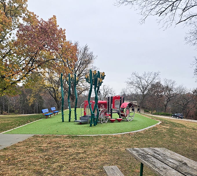 Even the playgrounds in Winterset have storybook appeal, with this whimsical green space offering a perfect spot for little ones to burn off that pie-induced energy.