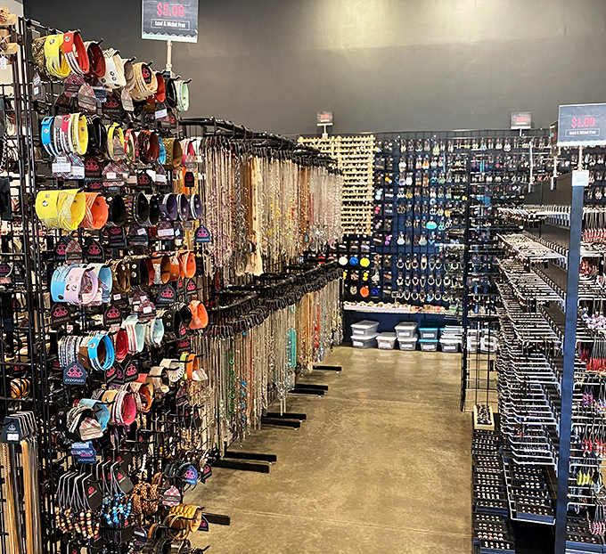 A kaleidoscope of accessories that would make even the most minimalist shopper think, "Maybe I do need a neon yellow statement necklace."