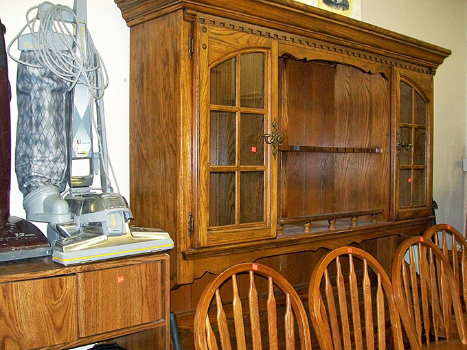 Solid oak hutches and Windsor chairs wait patiently for their second act &ndash; furniture with more character than most Hollywood scripts.