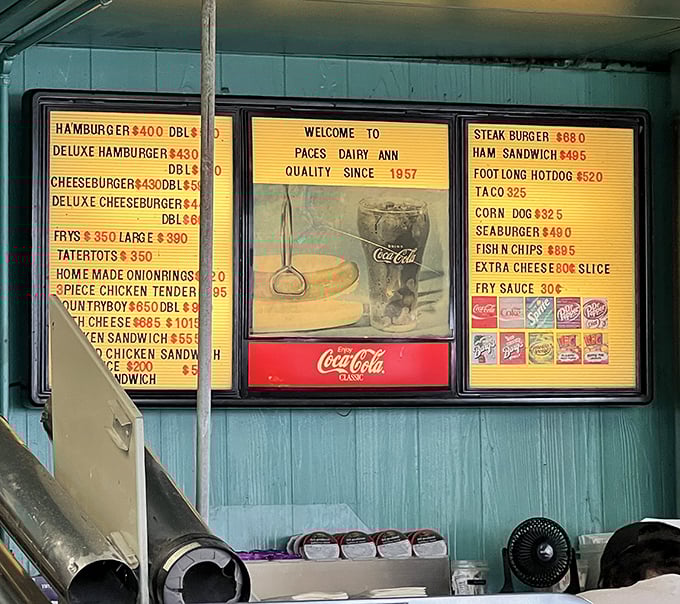 This illuminated menu board hasn't changed much since 1957, and thank goodness for that. Simplicity never goes out of style.