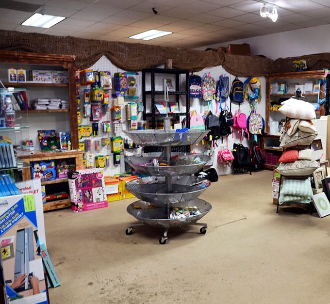 This corner showcases everything from children's toys to household items - a colorful chaos of potential purchases.