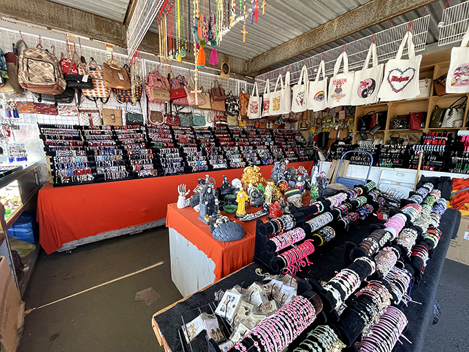 This accessory vendor proves that one person's storage problem becomes another person's fashion solution at incredibly reasonable prices.