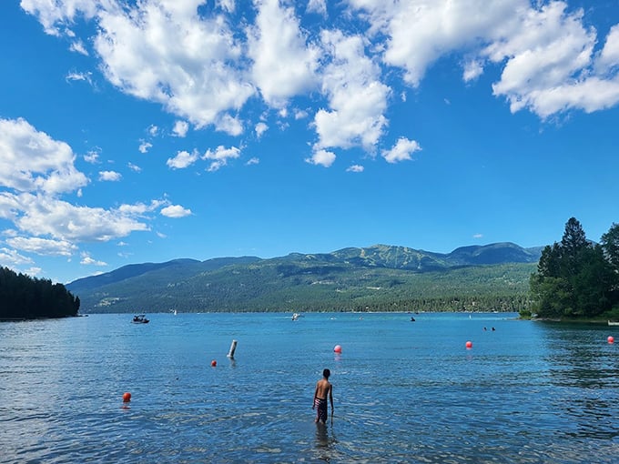 The perfect swimming spot where Montana's mountains meet refreshing waters. Even skeptical teenagers eventually admit this beats any pool.