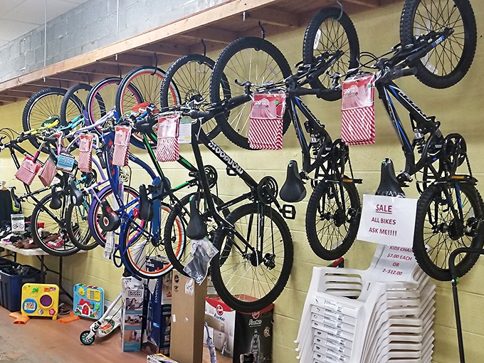 Bicycle heaven! From beach cruisers to mountain bikes, this two-wheeled wonderland would make Tour de France competitors brake for a second look.