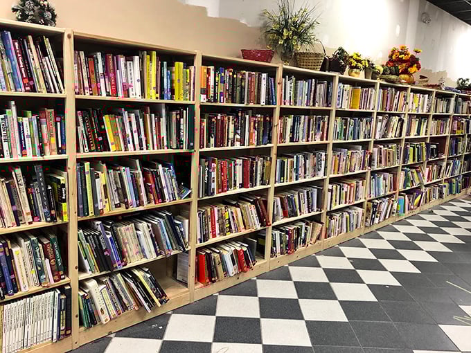 The book section rivals small-town libraries, with shelves stretching toward infinity. Bibliophiles beware: you might need to rent a U-Haul for your haul.