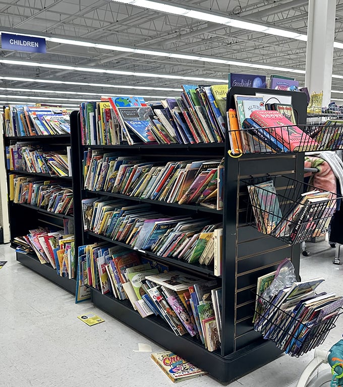 A bibliophile's paradise awaits in the children's book section, where literary adventures cost less than your morning latte.