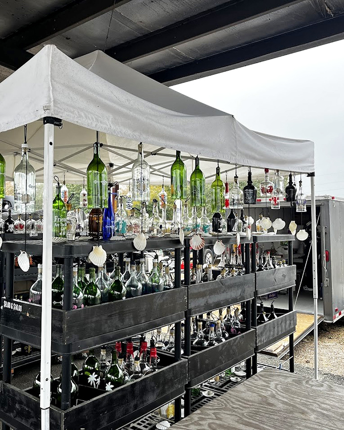 Coastal creativity transforms ordinary bottles into extraordinary art. Each glass vessel tells a story, waiting for its next chapter.