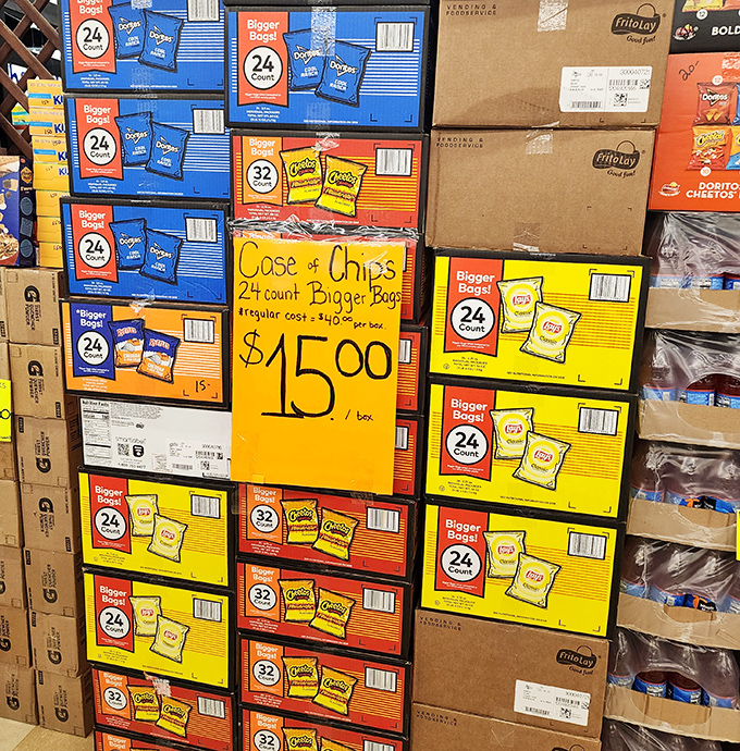 Snack attack central&mdash;where family-size chip boxes stack higher than your weekend streaming queue, ready for your next gathering.