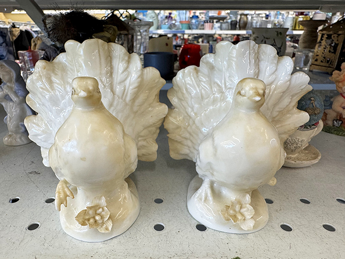 These ceramic turkey figurines aren't just for Thanksgiving. They're year-round conversation starters waiting to strut their stuff on your mantel.