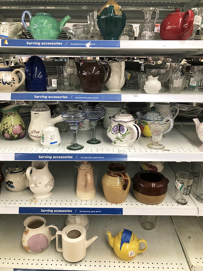 Teapots with personality! From jade green to cobalt blue, these pour-ready vessels once hosted someone else's conversations and now await yours.