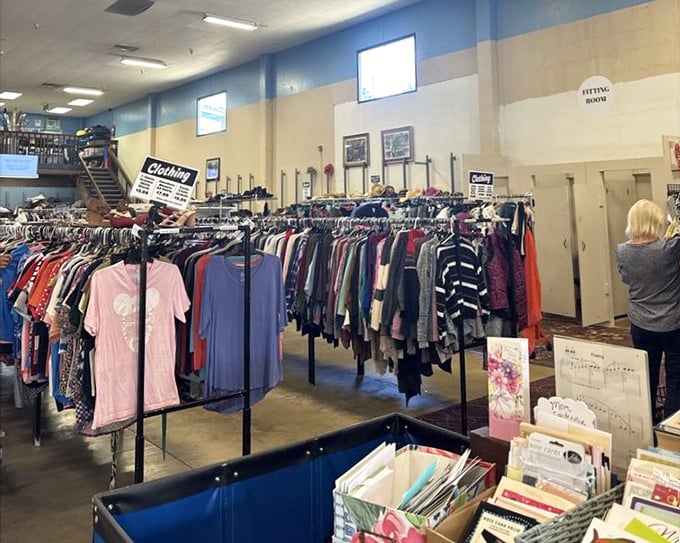 A sea of potential new wardrobes stretches before you. Like a fashion archaeologist, you'll dig through layers of styles spanning decades.