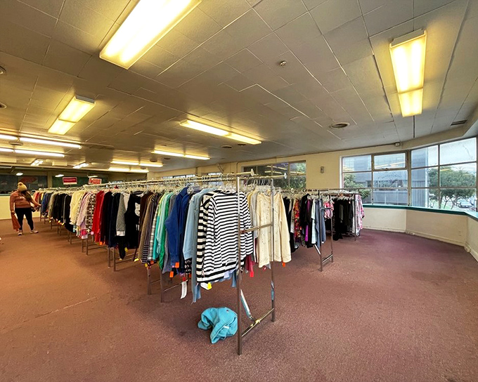 The two-story wonderland reveals itself from above, with color-coded clothing sections and a shoe department that would make Imelda Marcos swoon.