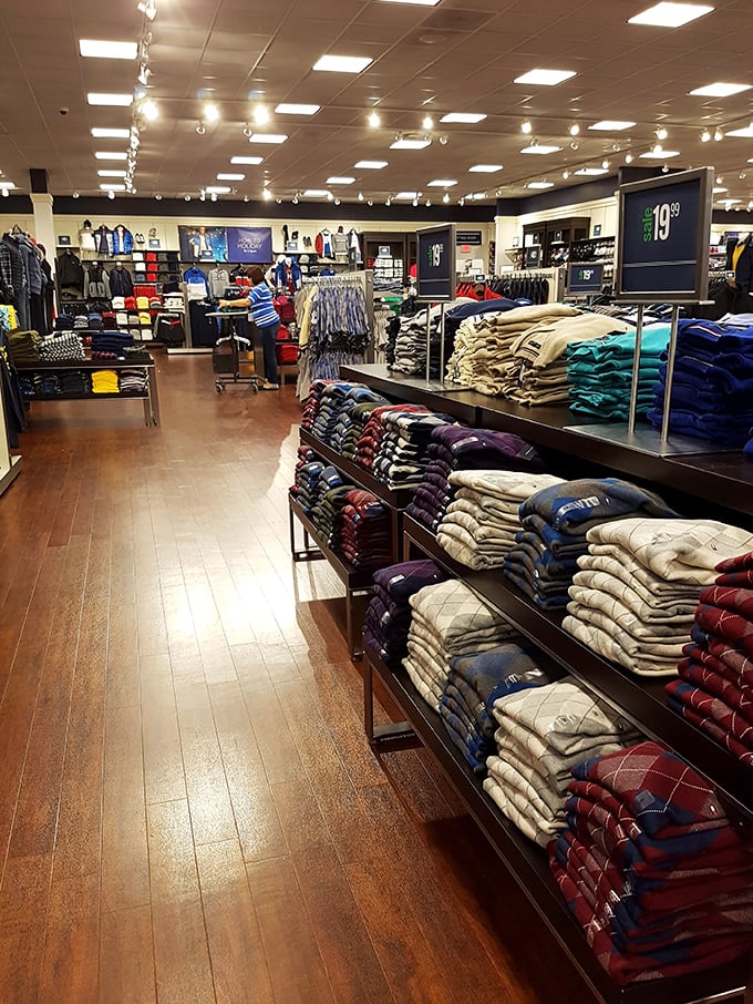 Perfectly folded sweaters stand at attention like textile soldiers. This men's department could transform even the most fashion-challenged into a style maven.