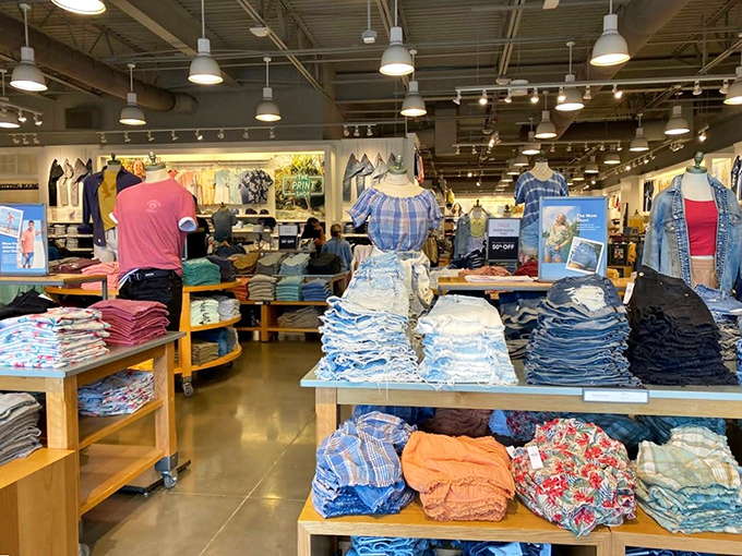 Inside this clothing paradise, colorful displays promise summer style without the summer vacation price tag.