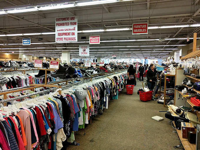 Endless racks of clothing stretch toward the horizon - a textile Yellow Brick Road for the budget-conscious fashionista.