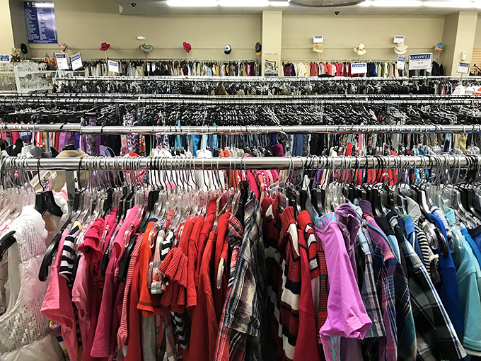 The clothing section creates a kaleidoscope effect that might momentarily hypnotize unprepared shoppers. Take a deep breath&mdash;that's the scent of possibility.